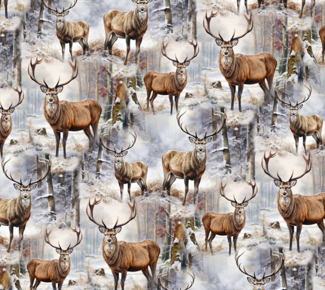 Deer Stags All Over Fabric- Fat Quarters -by the 1/2 Yard - Fast ...