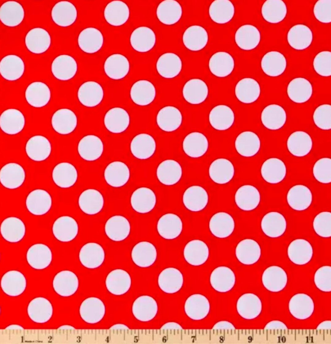 White Polka Dots on Red Cotton Fabric- Fat Quarters - 100% Cotton ...