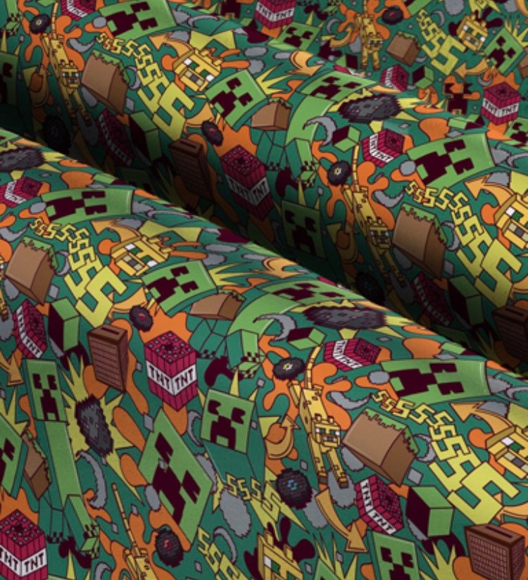 Minecraft Action Blast Cotton Fabric- 100% Cotton - Licensed Fabric - Etsy