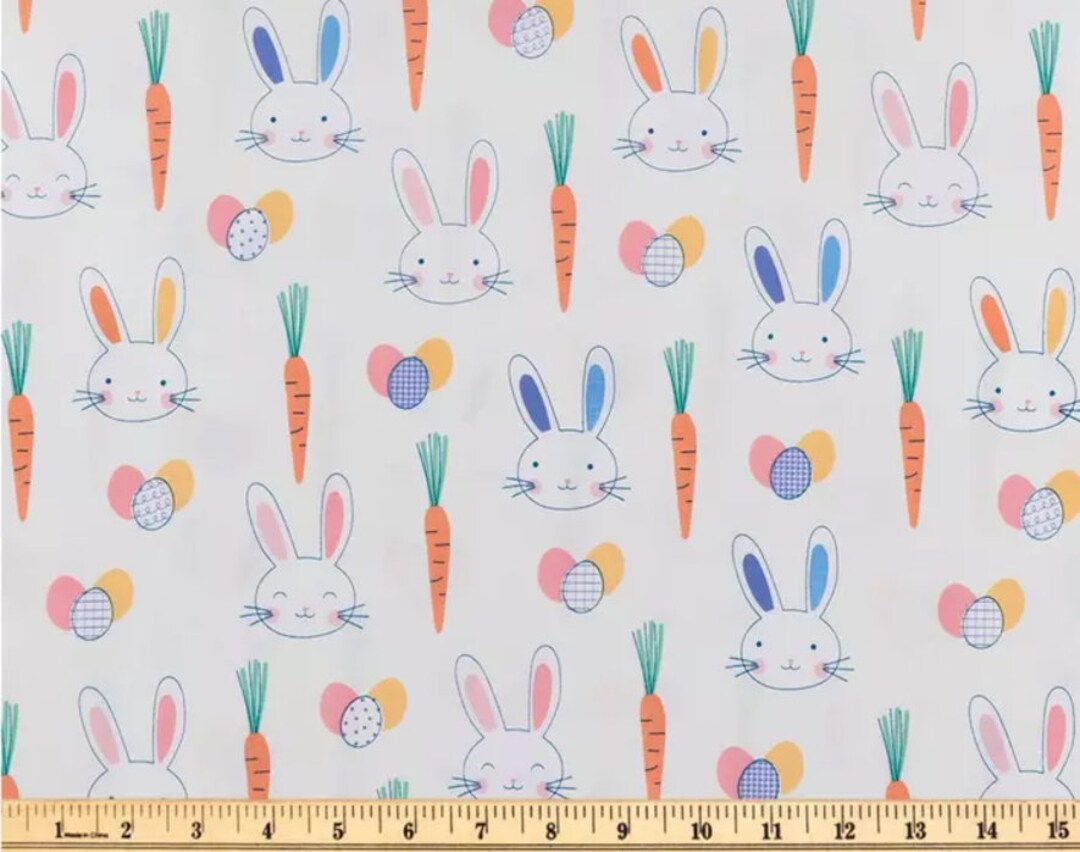 Bunnies and Carrots Cotton Fabric - by the 1/2 Yard - Fat Quarters ...