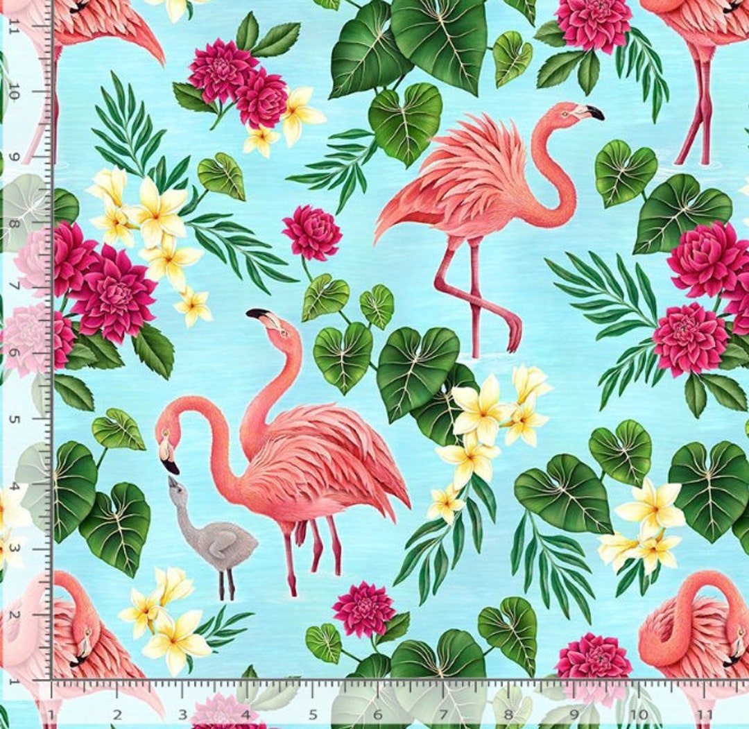 Tropical Flamingo Cotton Fabric- Fat Quarter - 100% Cotton - Tt-rosie ...