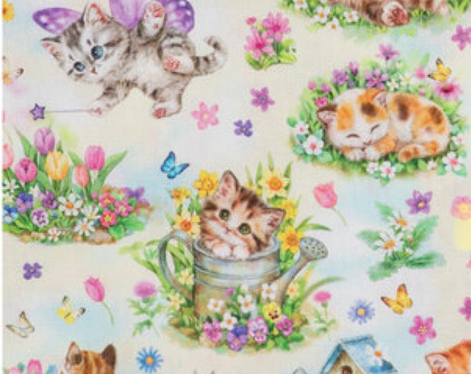 Kittens and Butterflies Calico Cotton Fabric by the 1/2 Yard - Etsy