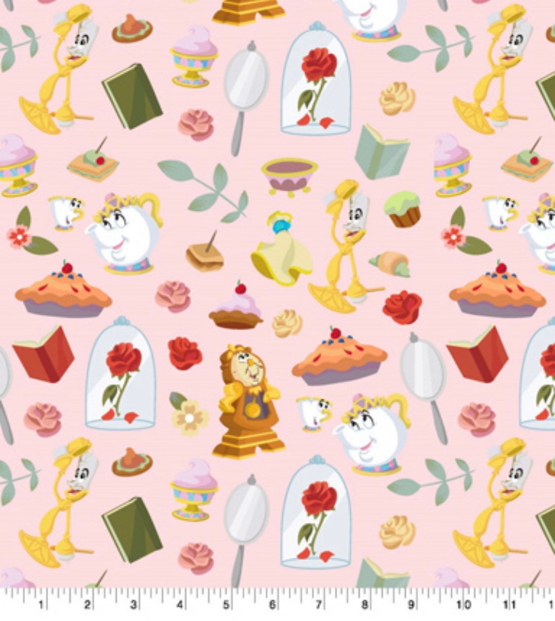 Beauty and the Beast Friends Toss Fabric - Beauty and the Beast- 1/4 ...