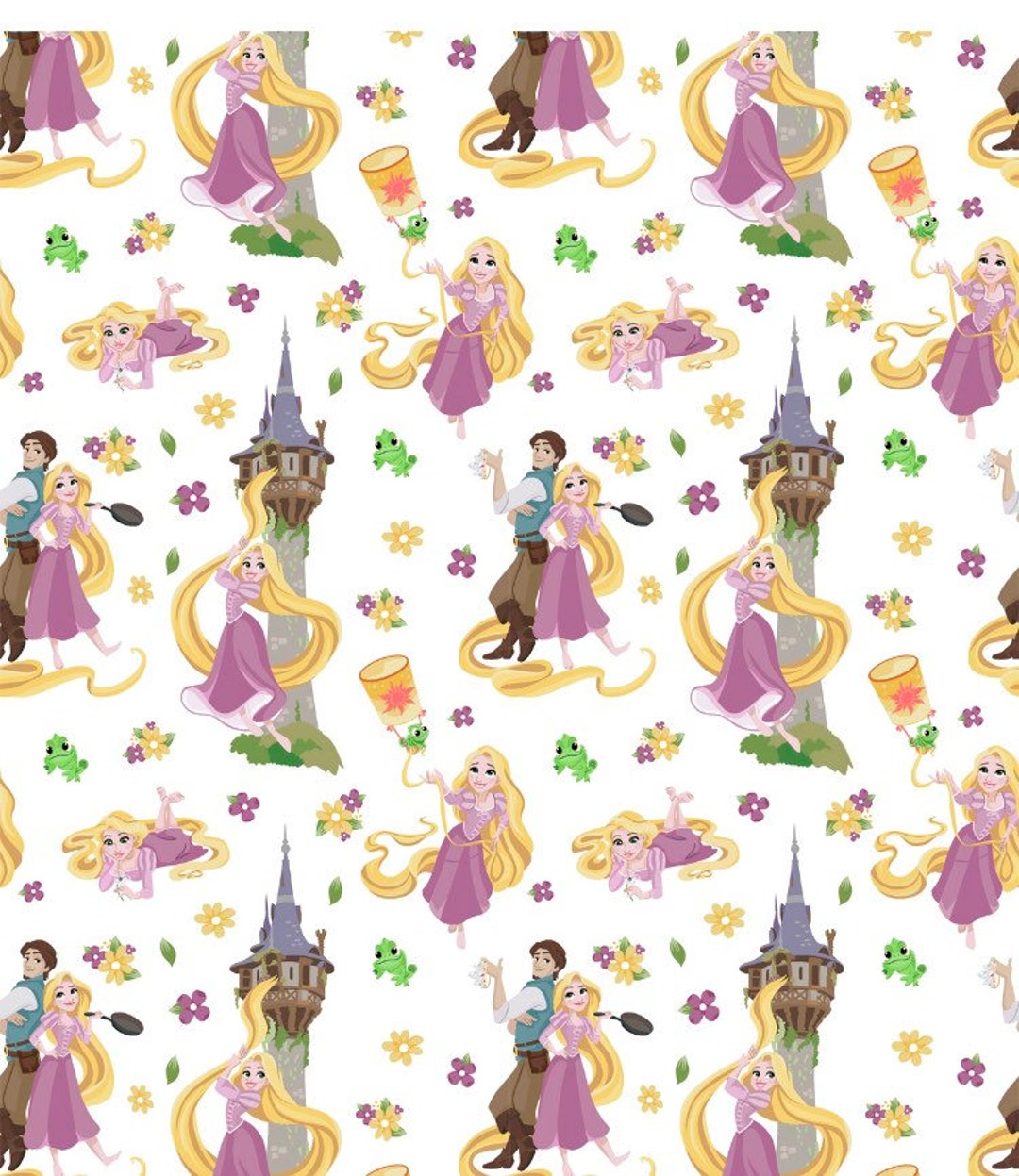Rapunzel Tangled Cotton Fabric- 1/4 Yard, 1/2 Yard,- Fat Quarter - 100% ...