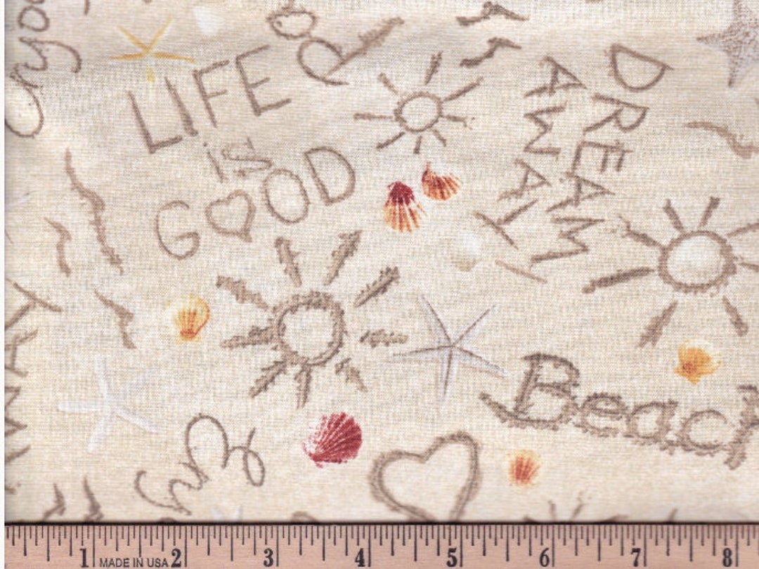 Beach Writing on the Sand Cotton Fabric - Timeless Treasures Fat ...