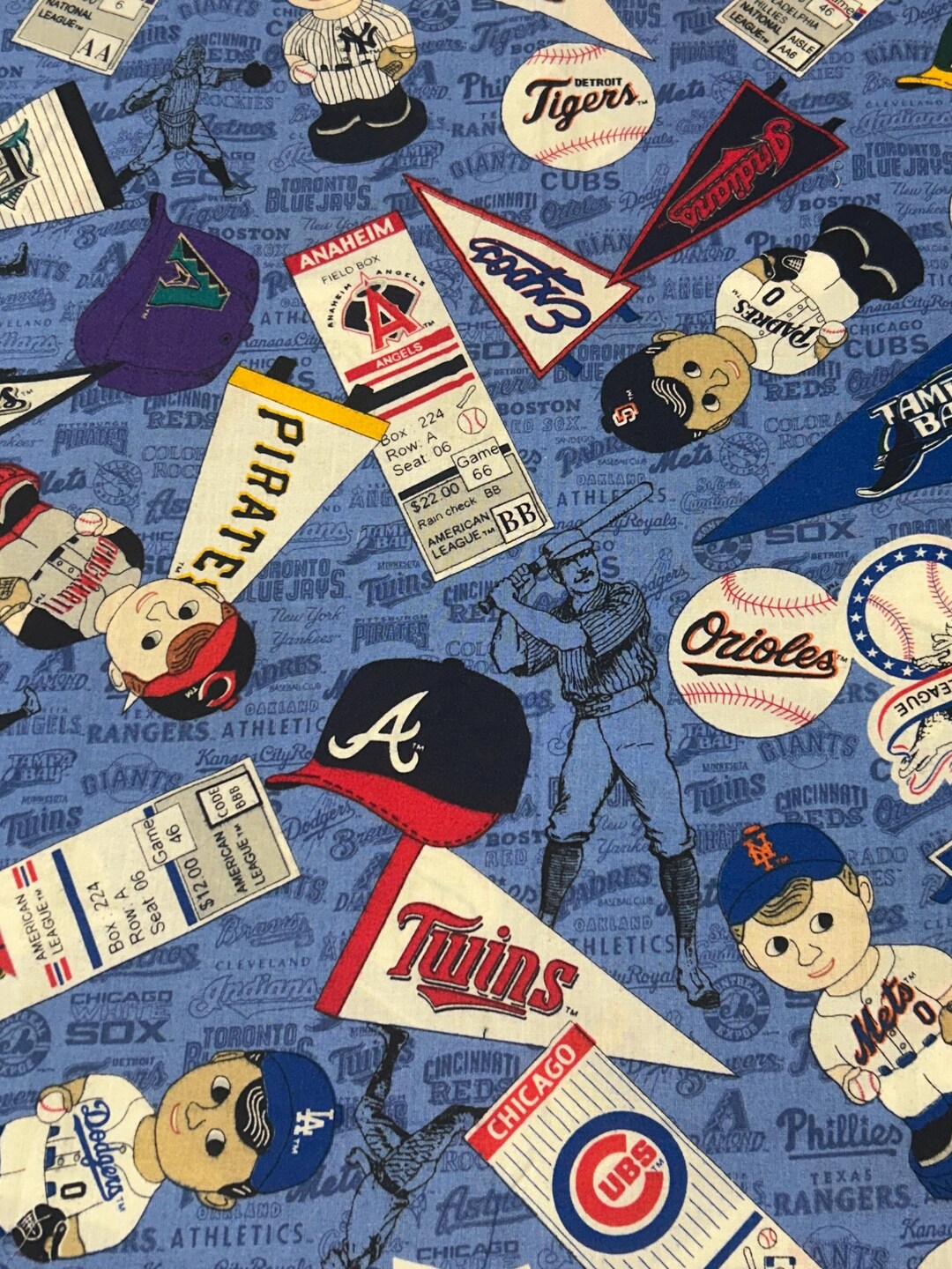 End of Bolt - Fabric- Baseball Fabric- 100% Cotton Fabric- Vintage - Etsy