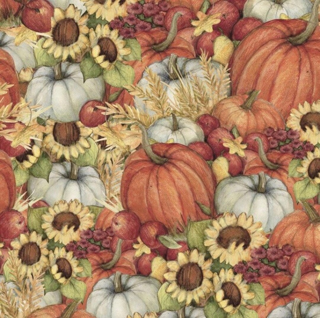 Pumpkin Field Fabric - Thanksgiving- Fall- Autumn-100% Cotton - Springs ...