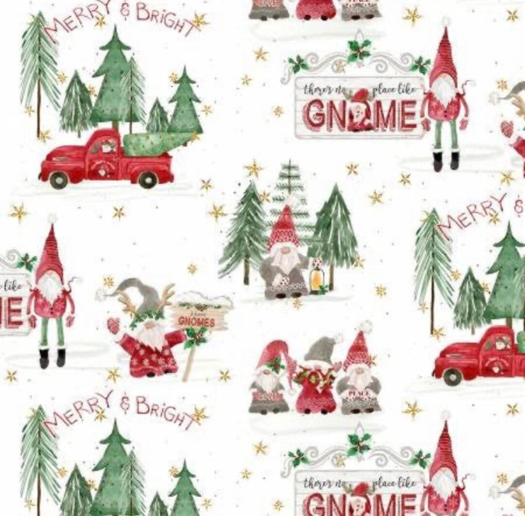 End of Bolt - P&B Textiles Gnome’s Home Tree Farm Scenic Cotton Fabric ...