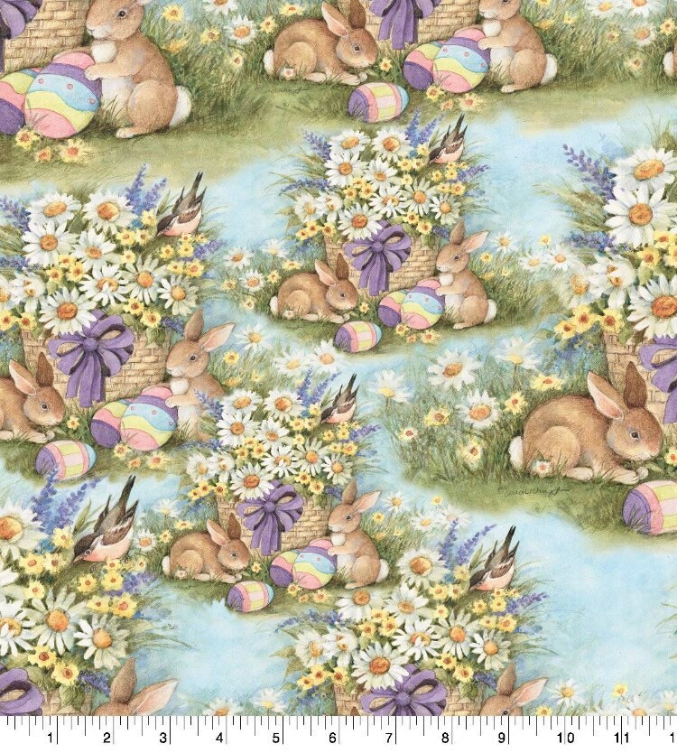 Susan Winget Garden Bunny Easter Cotton Fabric Fat Quarters - Etsy