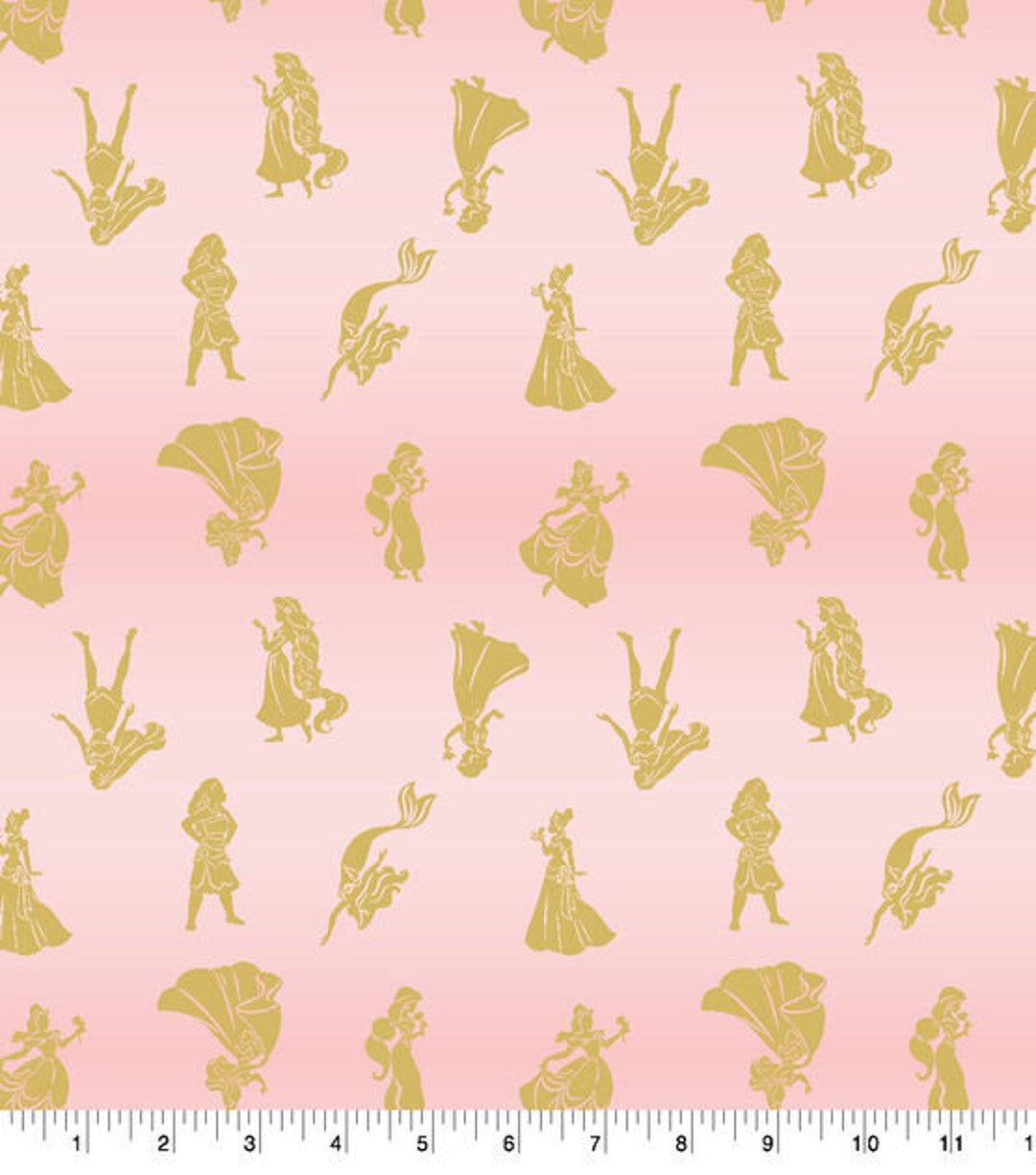 Disney Princess Gold Metallic Toss Fabric- 100% Cotton - 1/2 Yd, Fat ...