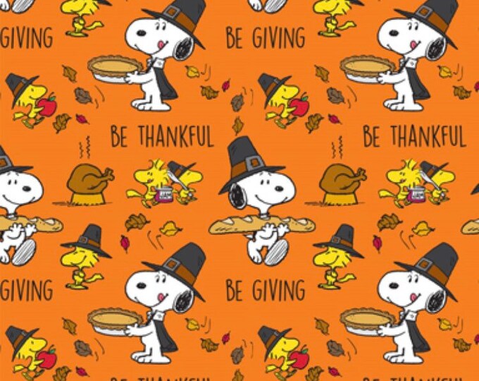 Peanuts Snoopy Be Thankful Character Cotton Fabric- by the 1/4 Yard, 1/ ...