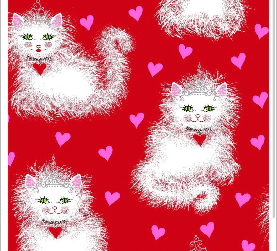 Freckle and Lollie Princess Meow Meow Cats Cotton Fabric - 100% Cotton ...