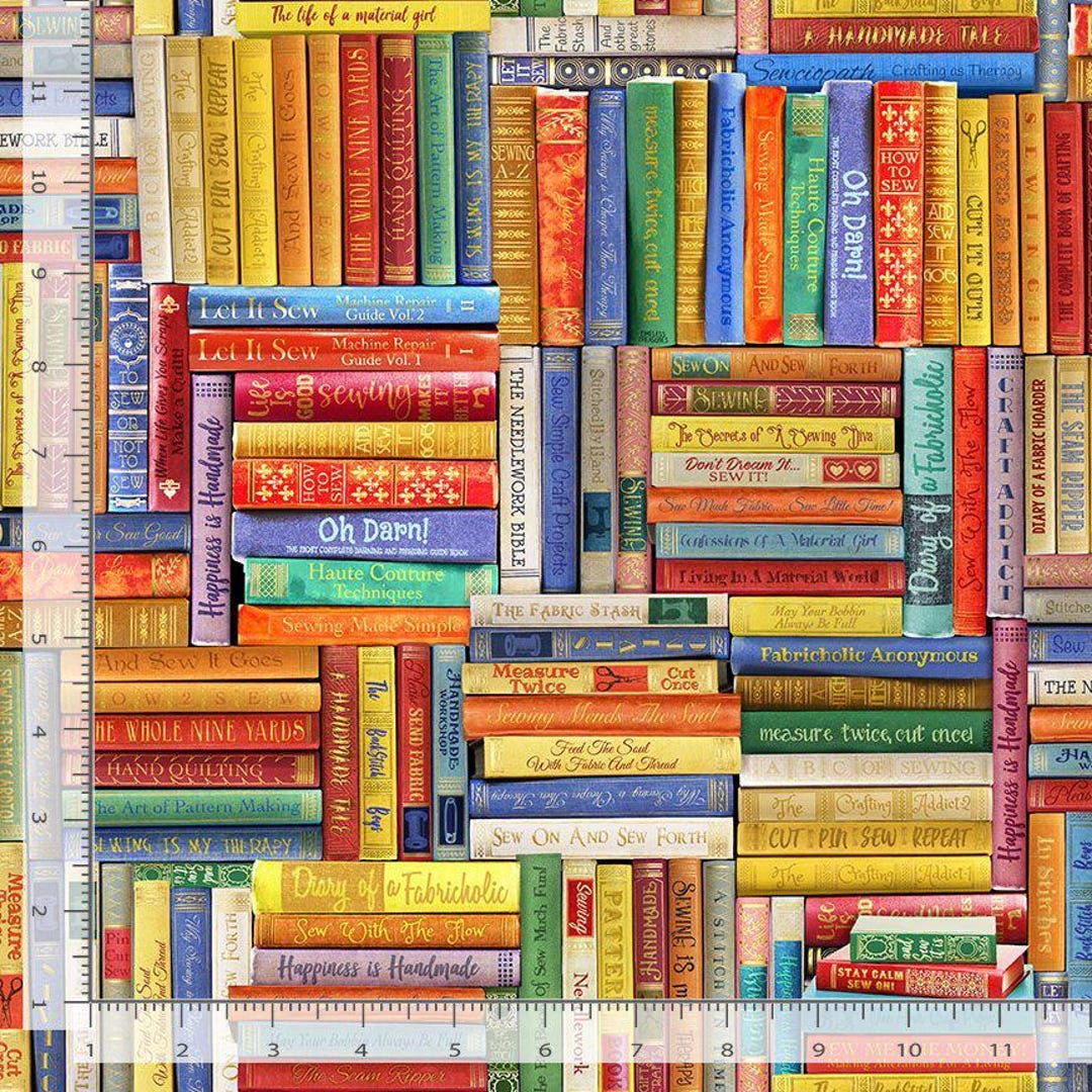 Bookworm Sewing Library Cotton Fabric- 100% Cotton Timeless Treasures ...
