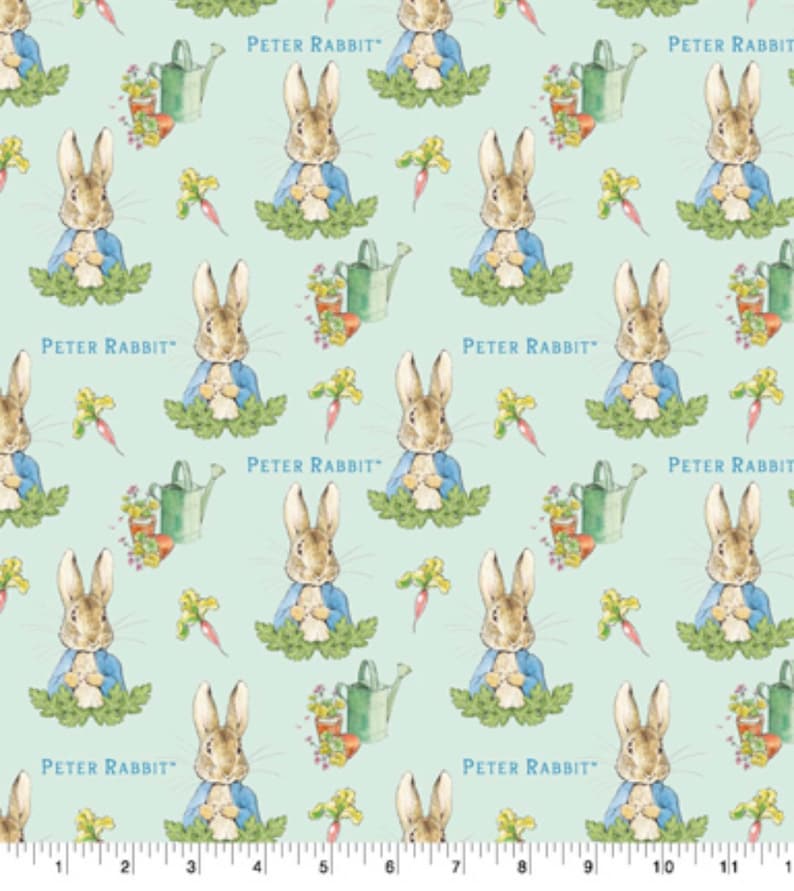 Peter Rabbit Badge Cotton Fabric Continuous Cuts - 100% Cotton ...