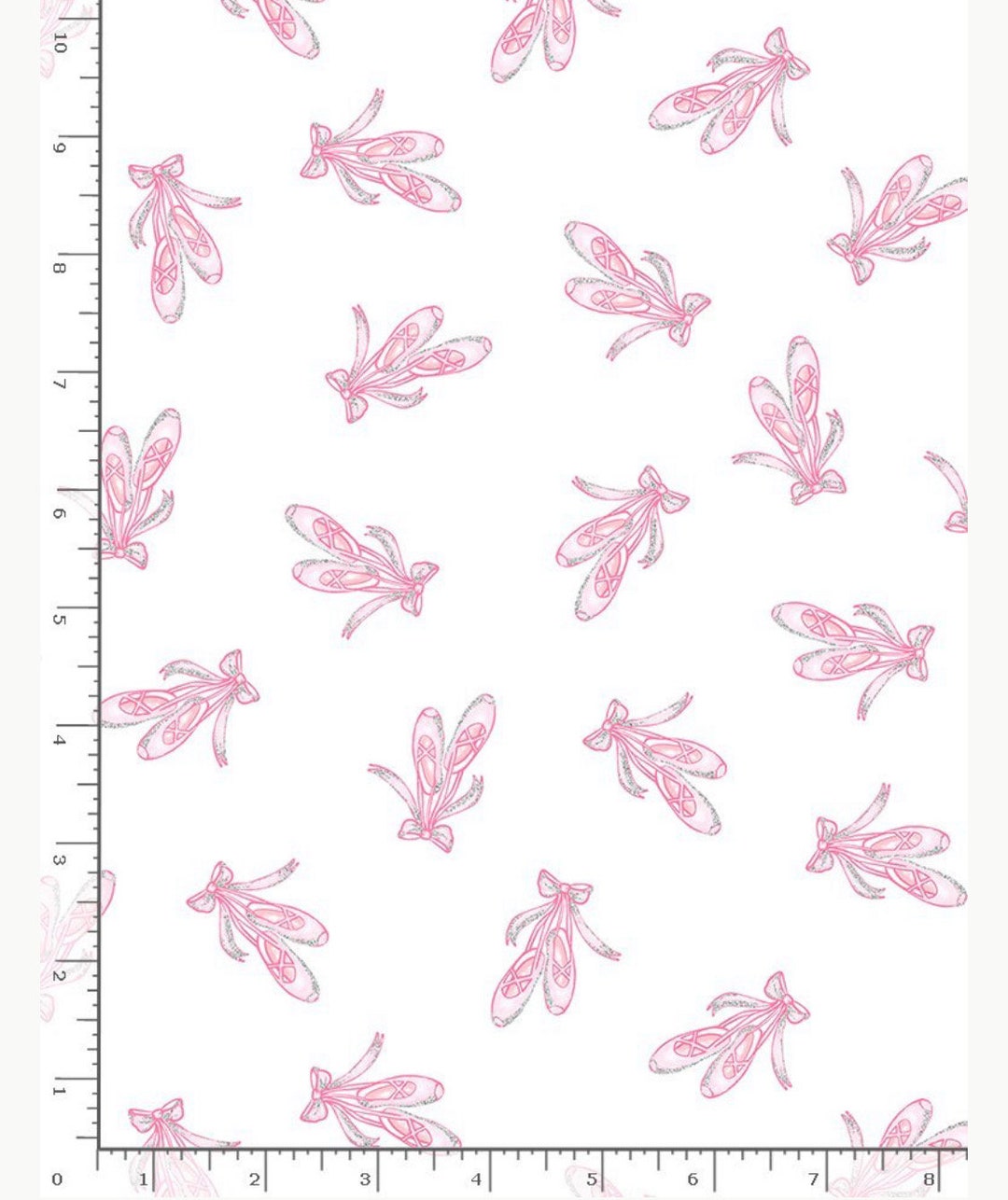 Tossed Pink Ballet Slippers With Metallic Accent Cotton Fabric - by the ...