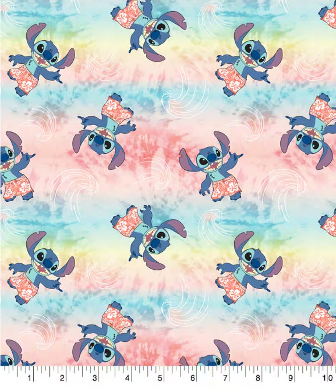 LILO and Stitch Tie Dye Cotton Fabric- 100% Cotton - Continuous Cuts ...