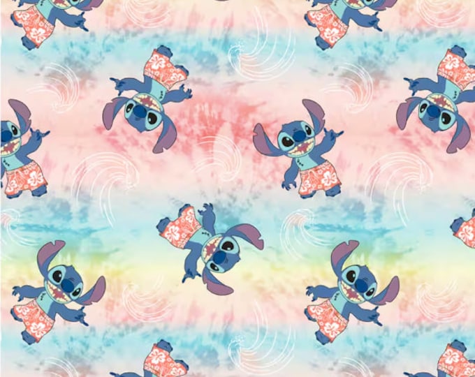 LILO and Stitch Tie Dye Cotton Fabric 1/4 Yard, 1/2 Yard Fat Quarter ...