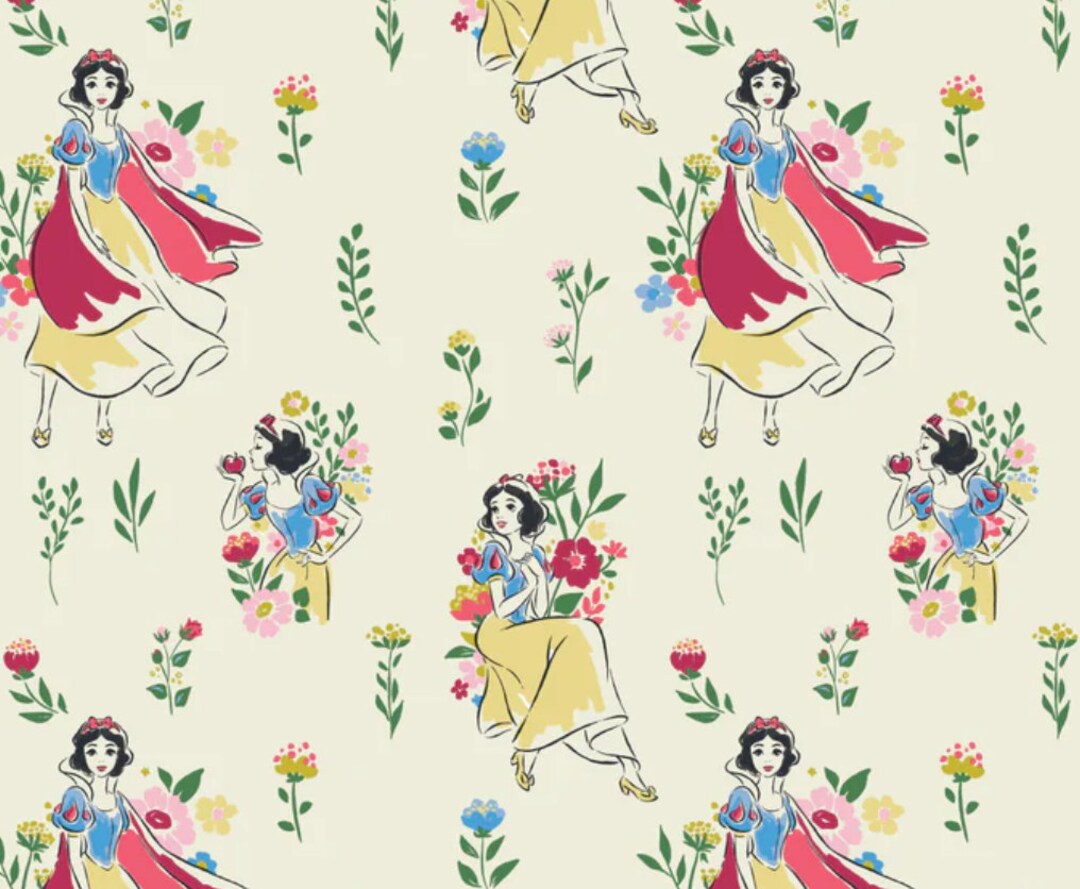 Disney Princess Snow White Meadow Cotton Fabric - 100% Cotton ...