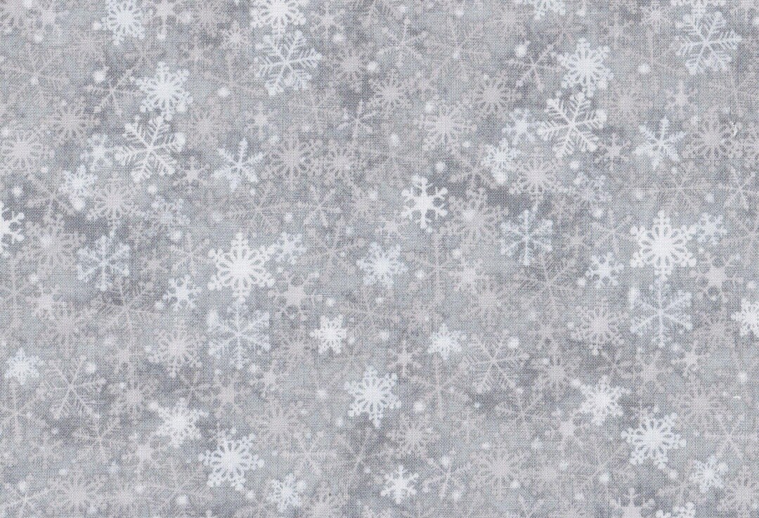 Gray Packed Snowflakes on Gray Christmas Cotton Fabric Snowflakes - Cut ...
