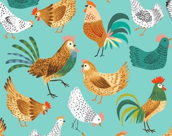 Patterned Chicken Fabric 100% Cotton by the Yard Fat - Etsy