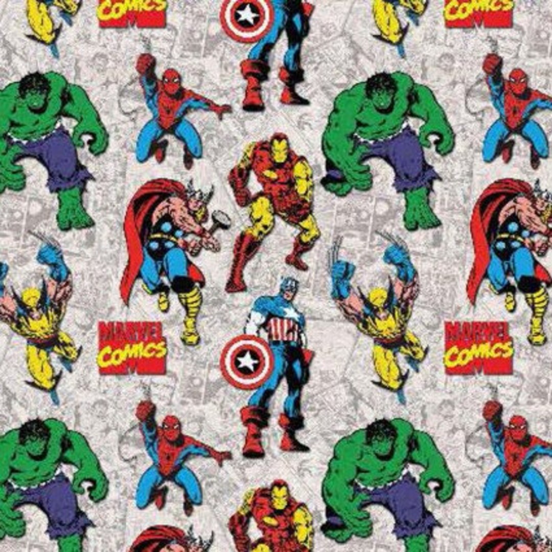 Superhero Fabric Fat Quarters or by the 1/2 Yard Thor Captain America ...