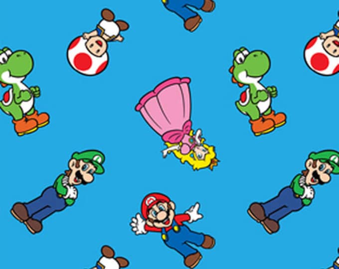 Mario Cotton Fabric-mario and Friends 44w 100% Cotton - Etsy