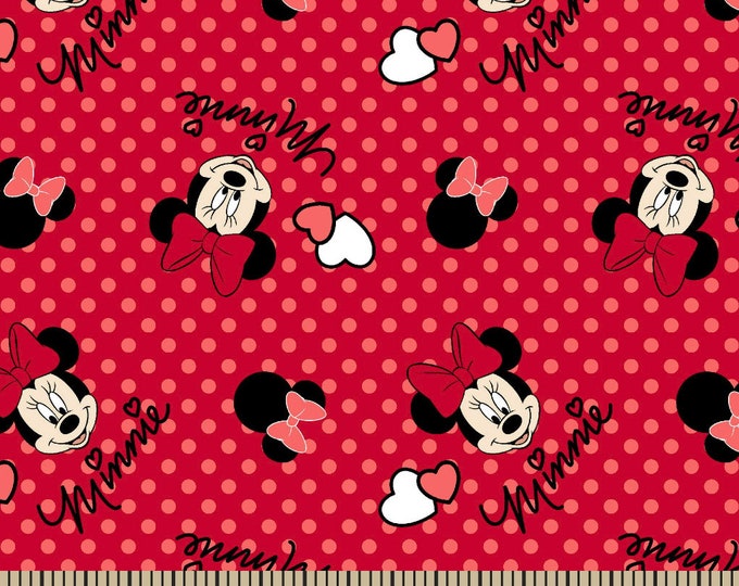 All About Minnie Head Toss Cotton Fabric Minnie Mouse Fat Quarters 100% ...