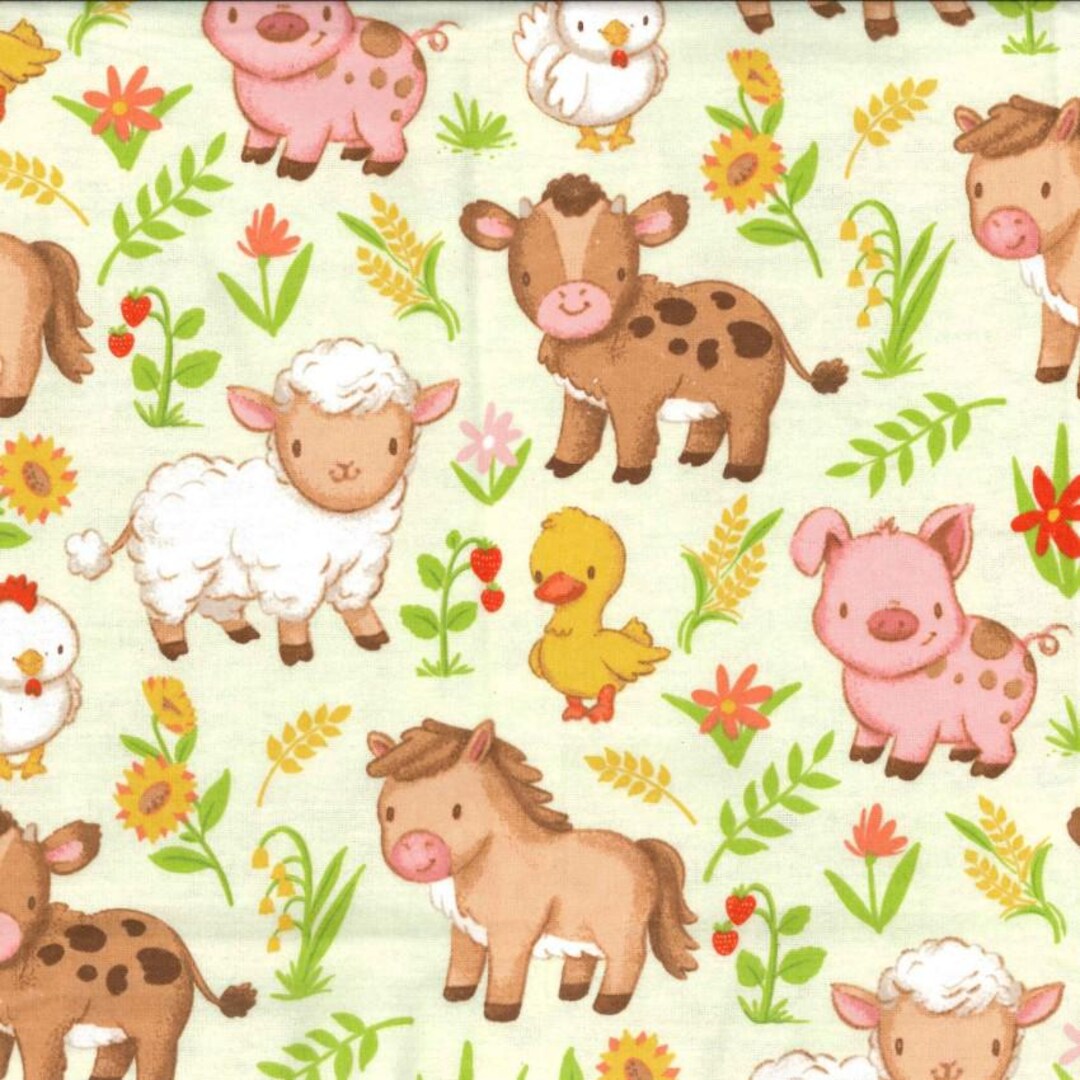 Flannel Farmyard Babies Flannel Fabric- FAT18466-GL Farmyard Babies ...