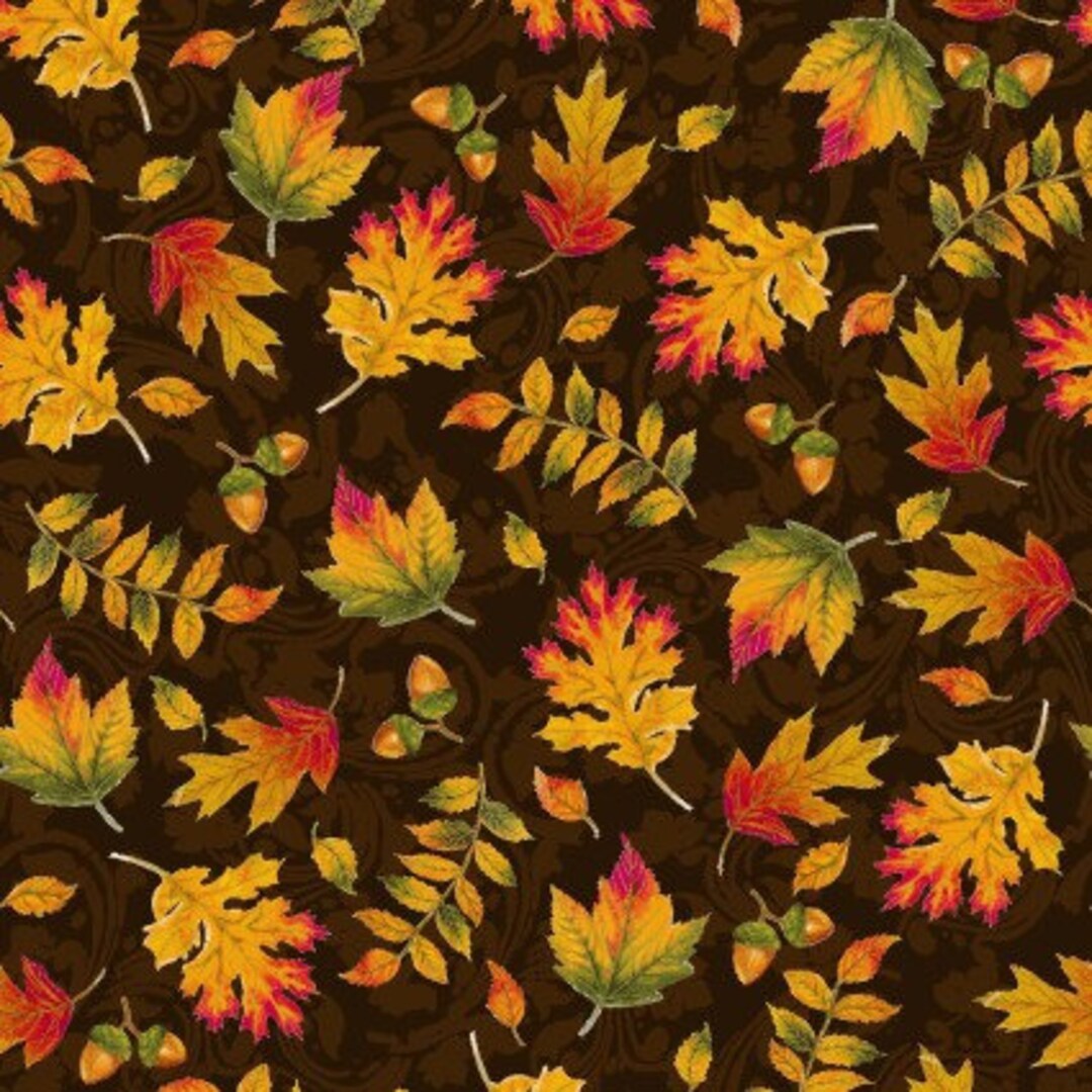 Fall Leaves Cotton Fabric-fat Quarters - by the 1/2 Yard- 100% Cotton - Autumn - Fall - FLOFLAG ...