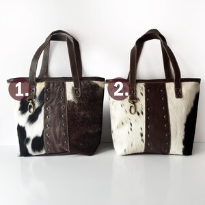 Handmade Cowhide and Leather Shoulder Tote Bag - Etsy