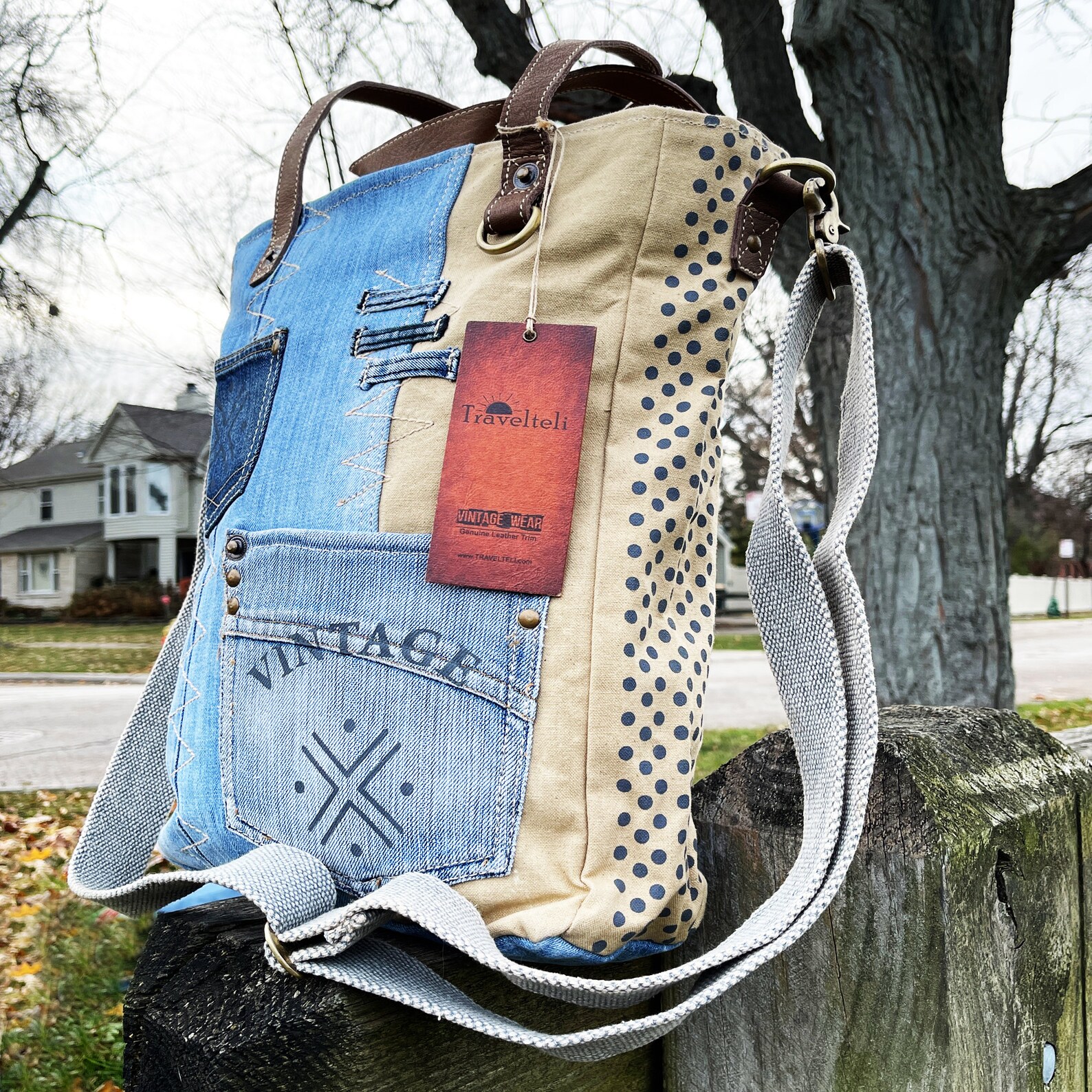 Upcycled Canvas Tote Messenger Shoulder Bag | Etsy