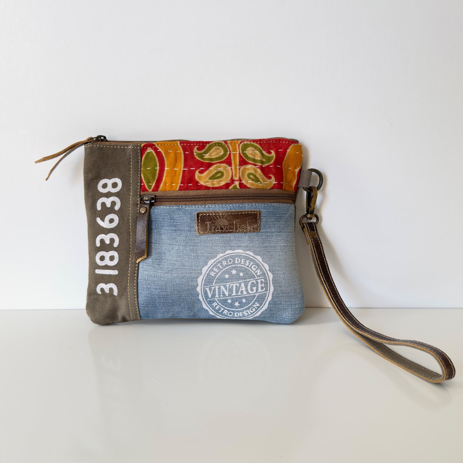 Retro Chic Upcycled Denim Clutch | Handmade Bohemian Pouch Bag - Etsy