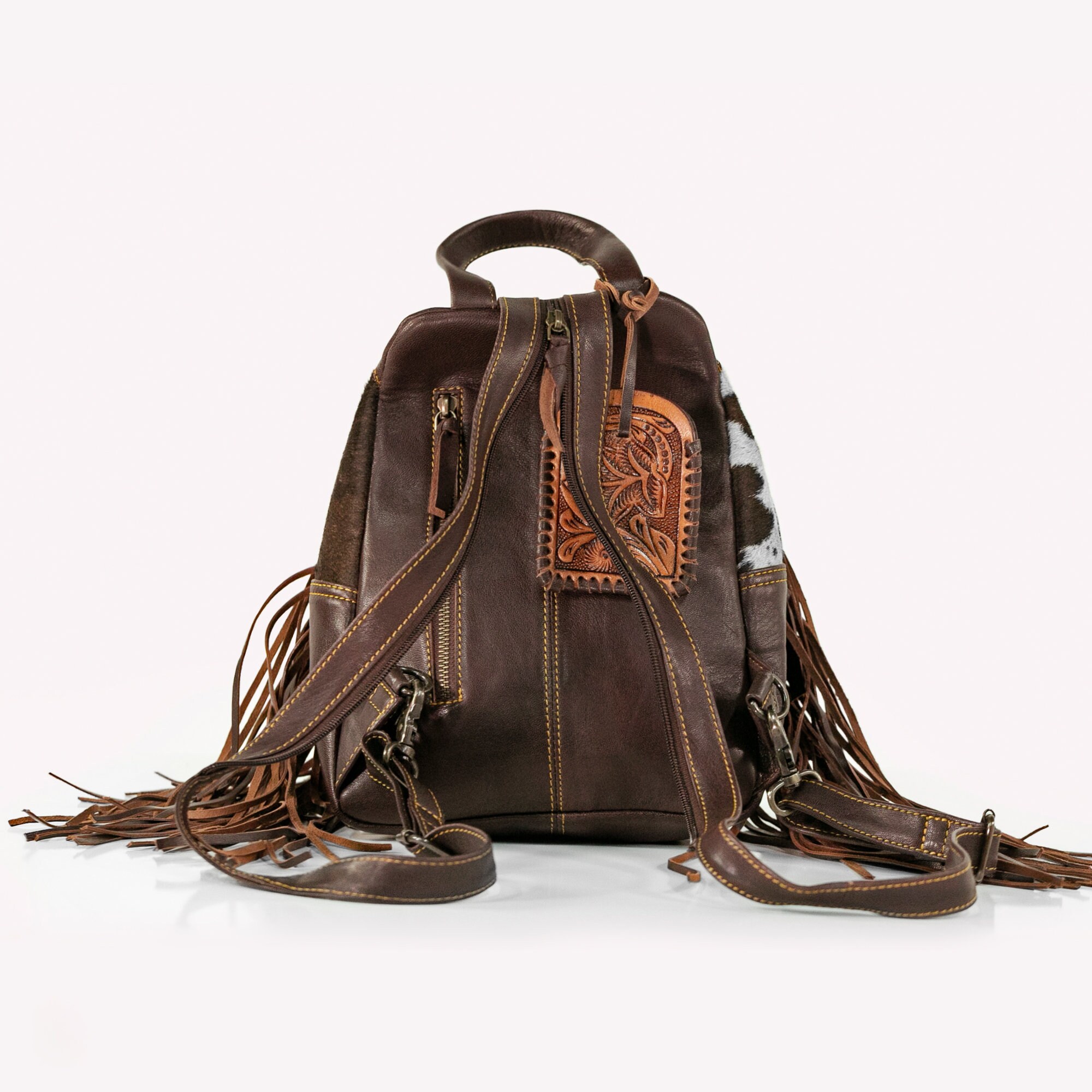 Crafted Cowhide Fringe Backpack | Western Style Statement Piece - Etsy