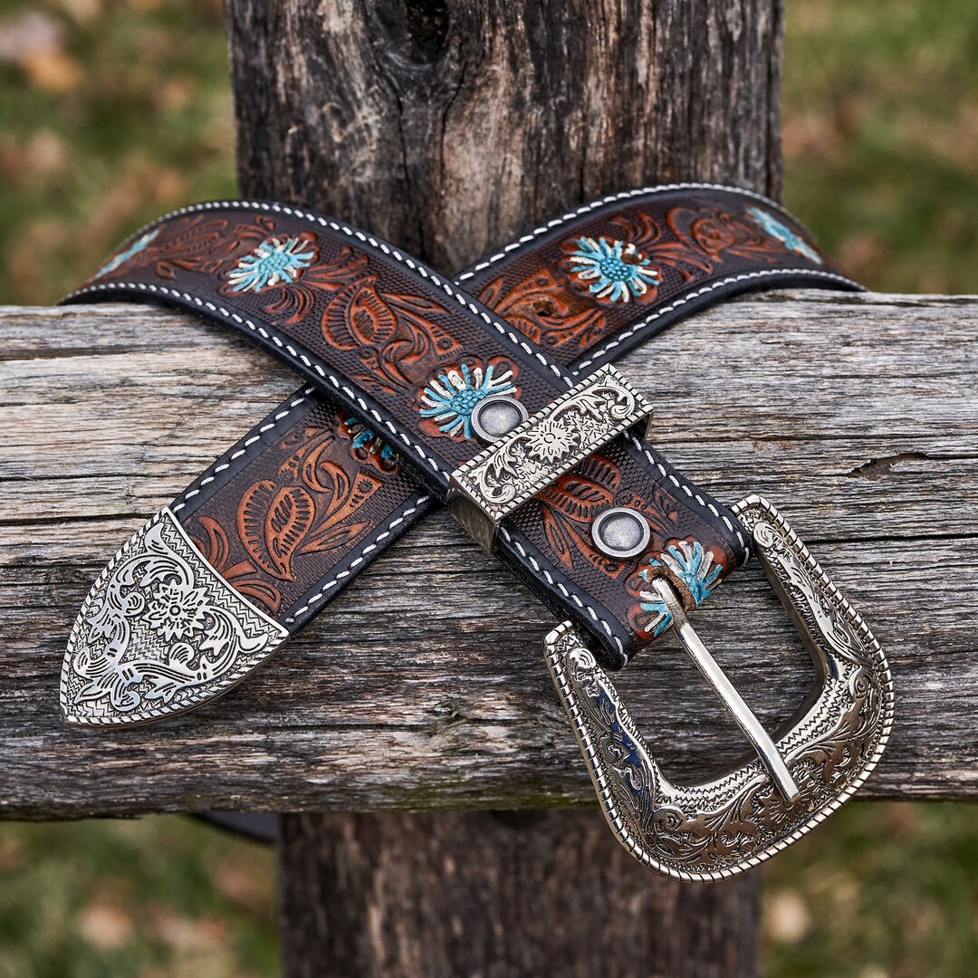 Custom Made Hand Tooled Leather Western Belt - Etsy