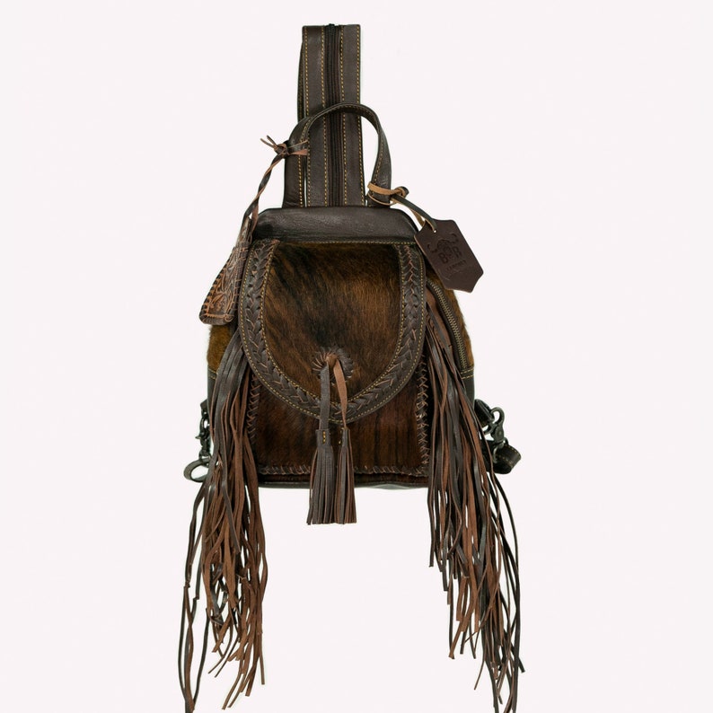 Crafted Cowhide Fringe Backpack | Western Style Statement Piece - Etsy