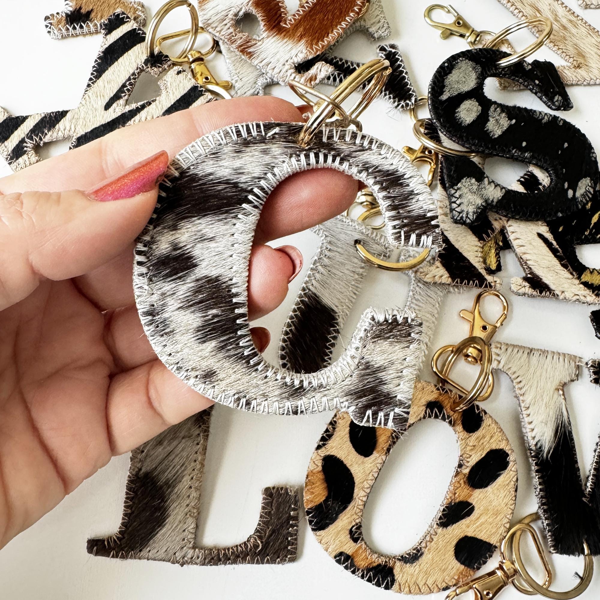 Handmade Leather Letter Bag Charms | Stylish Monogrammed Keychains - Etsy