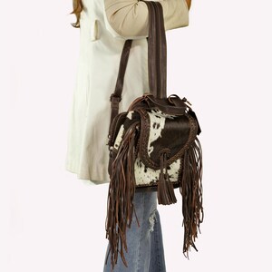 Crafted Cowhide Fringe Backpack | Western Style Statement Piece - Etsy