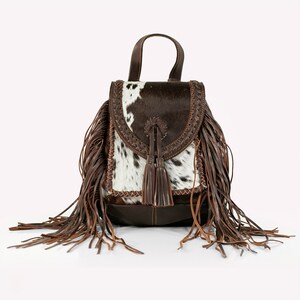 Crafted Cowhide Fringe Backpack | Western Style Statement Piece - Etsy