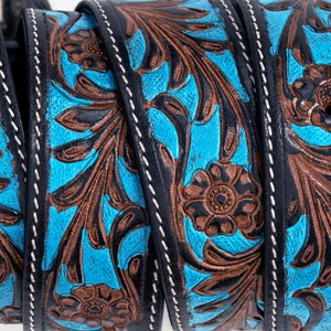 Turquoise Hand Tooled Leather Western Belt - Etsy
