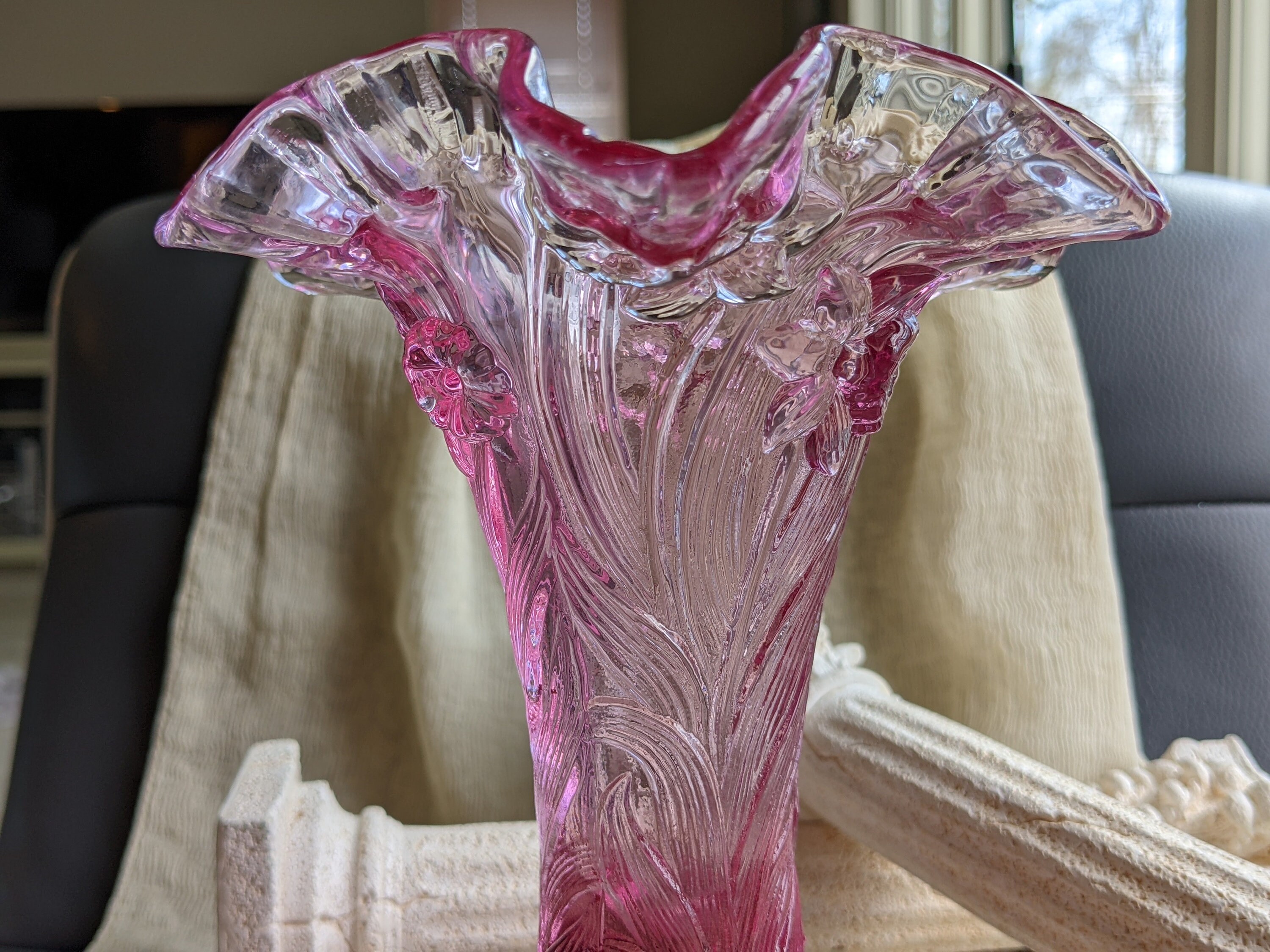 Fenton, Ruffle Top, Cranberry Pink, Daffodil Vase - Etsy