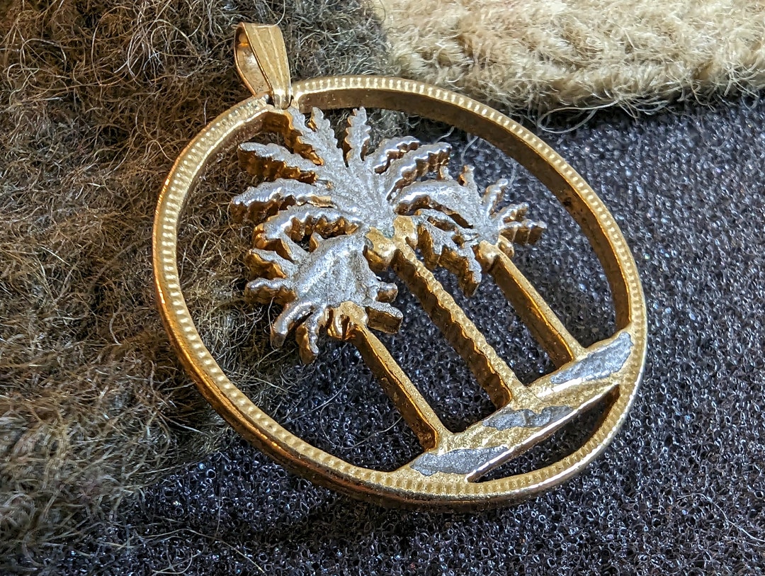 Palm Tree Pendant, Coin Jewelry, - Etsy