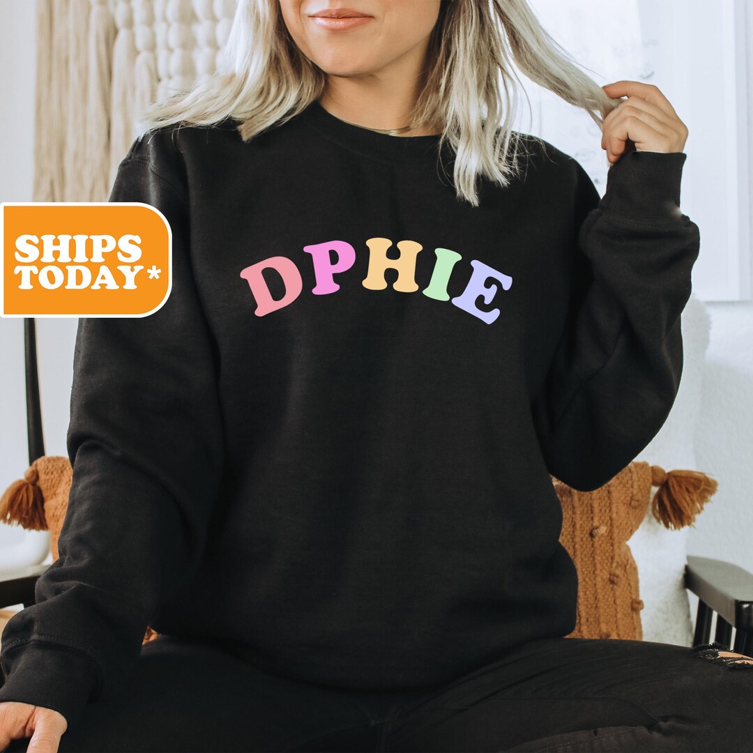 Delta Phi Epsilon Colorful Arch Sorority Sweatshirt | DPHIE Preppy ...
