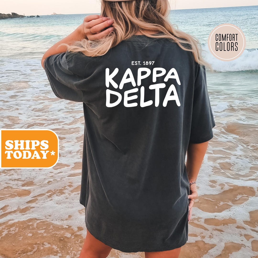 Kappa Delta White and Wavy Comfort Colors Sorority T-shirt Kay Dee ...