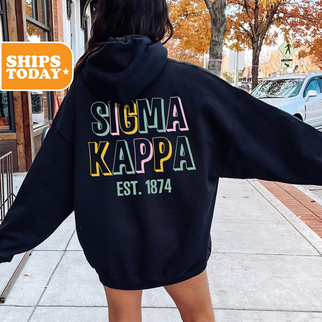 Sigma Kappa College Letters Sorority Sweatshirt | Sig Kap Preppy Hoodie ...