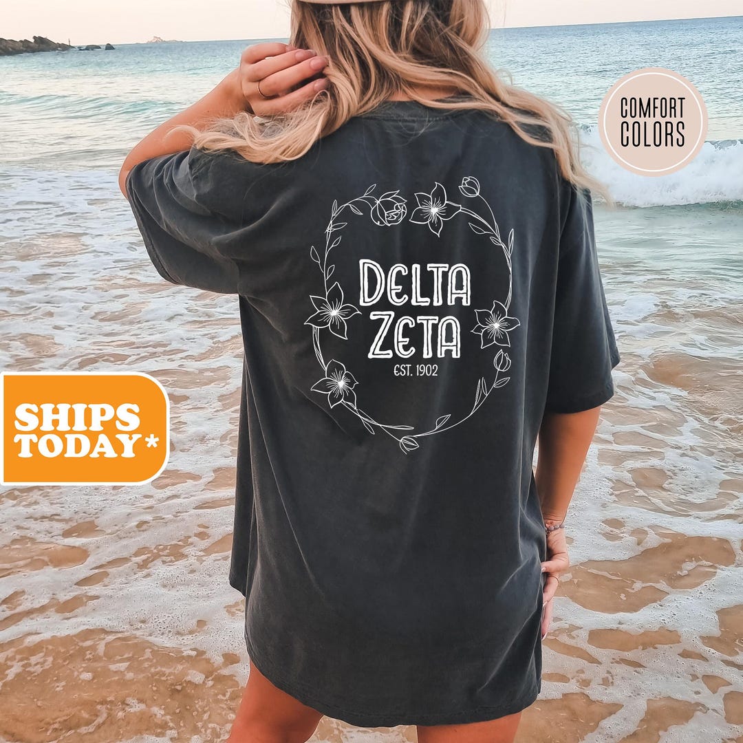 Delta Zeta Grace in Bloom Comfort Colors Sorority T-shirt | Dee Zee ...