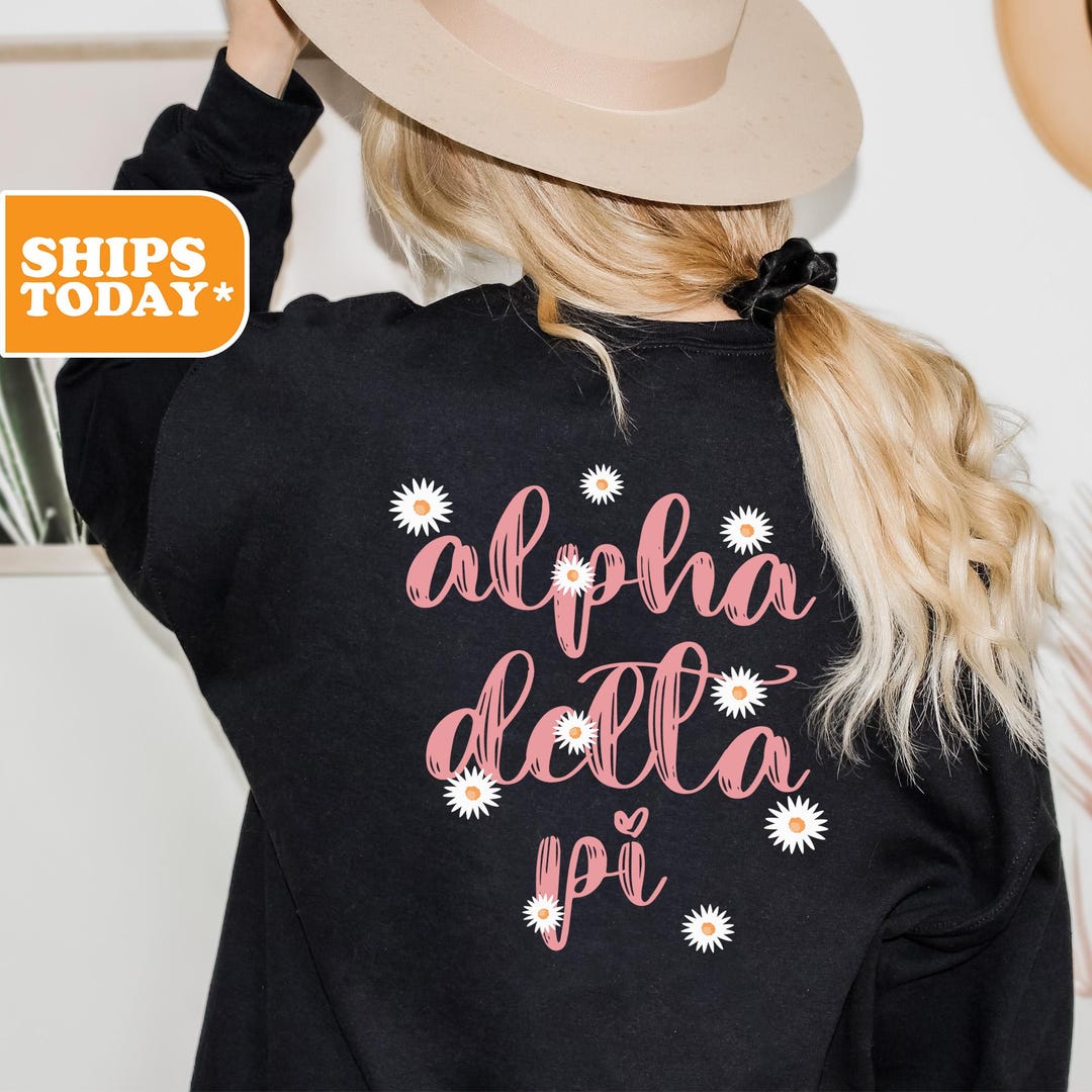 Alpha Delta Pi White Daisy Sorority Sweatshirt ADPI Greek Letters ...