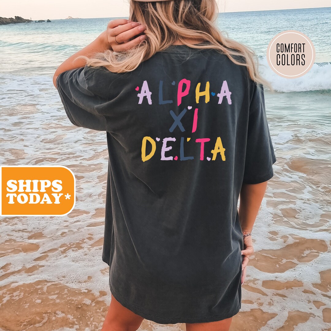 Alpha Xi Delta Comfort Colors Sorority T-shirt | AXID Greek Letters ...