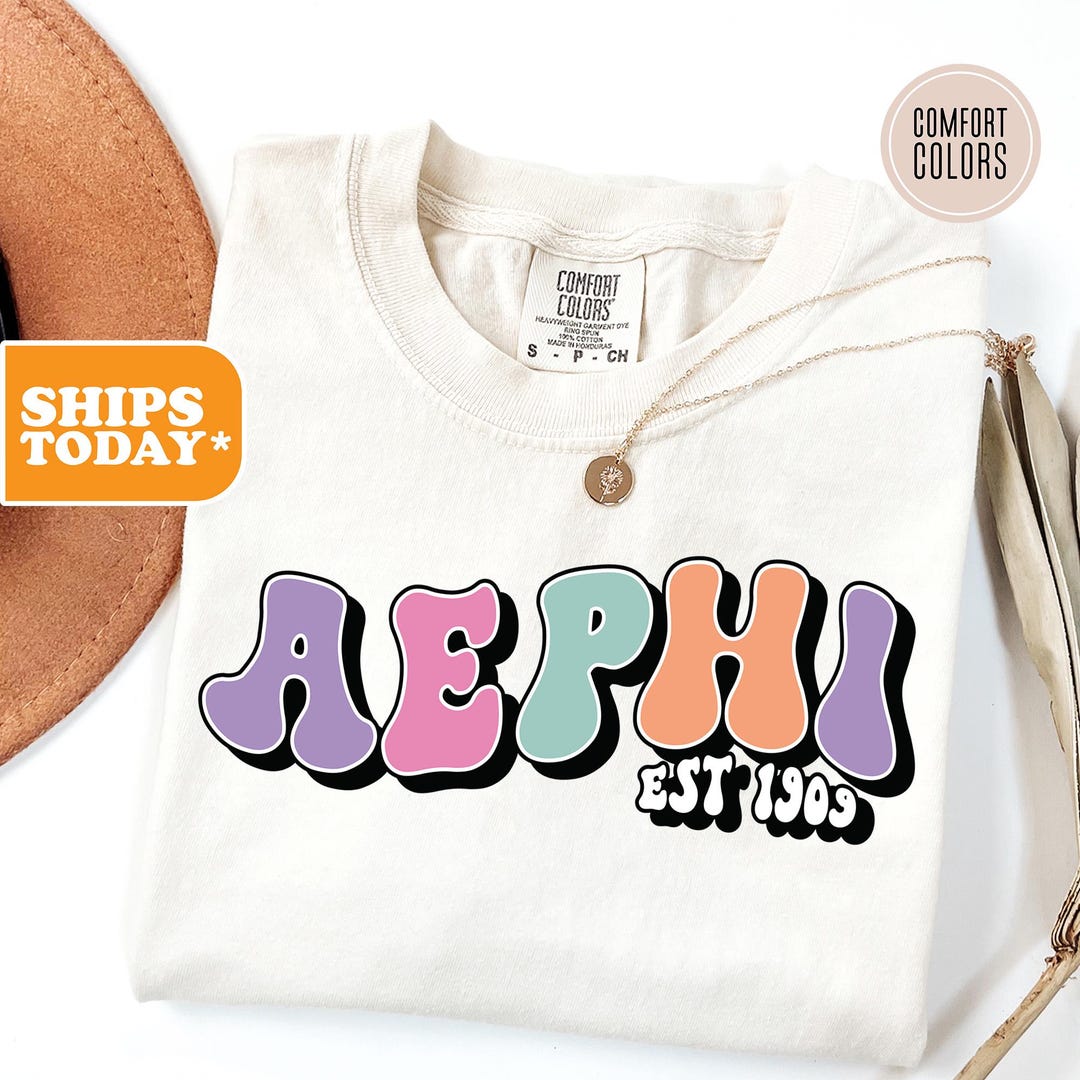 Alpha Epsilon Phi Groovy Comfort Colors Sorority T-shirt | AEPHI ...