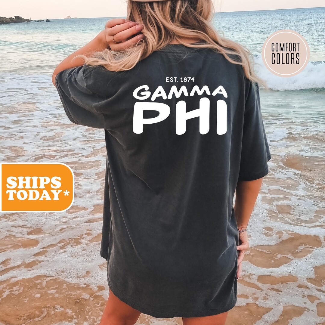 Gamma Phi Beta White and Wavy Comfort Colors Sorority T-shirt | GPHI ...