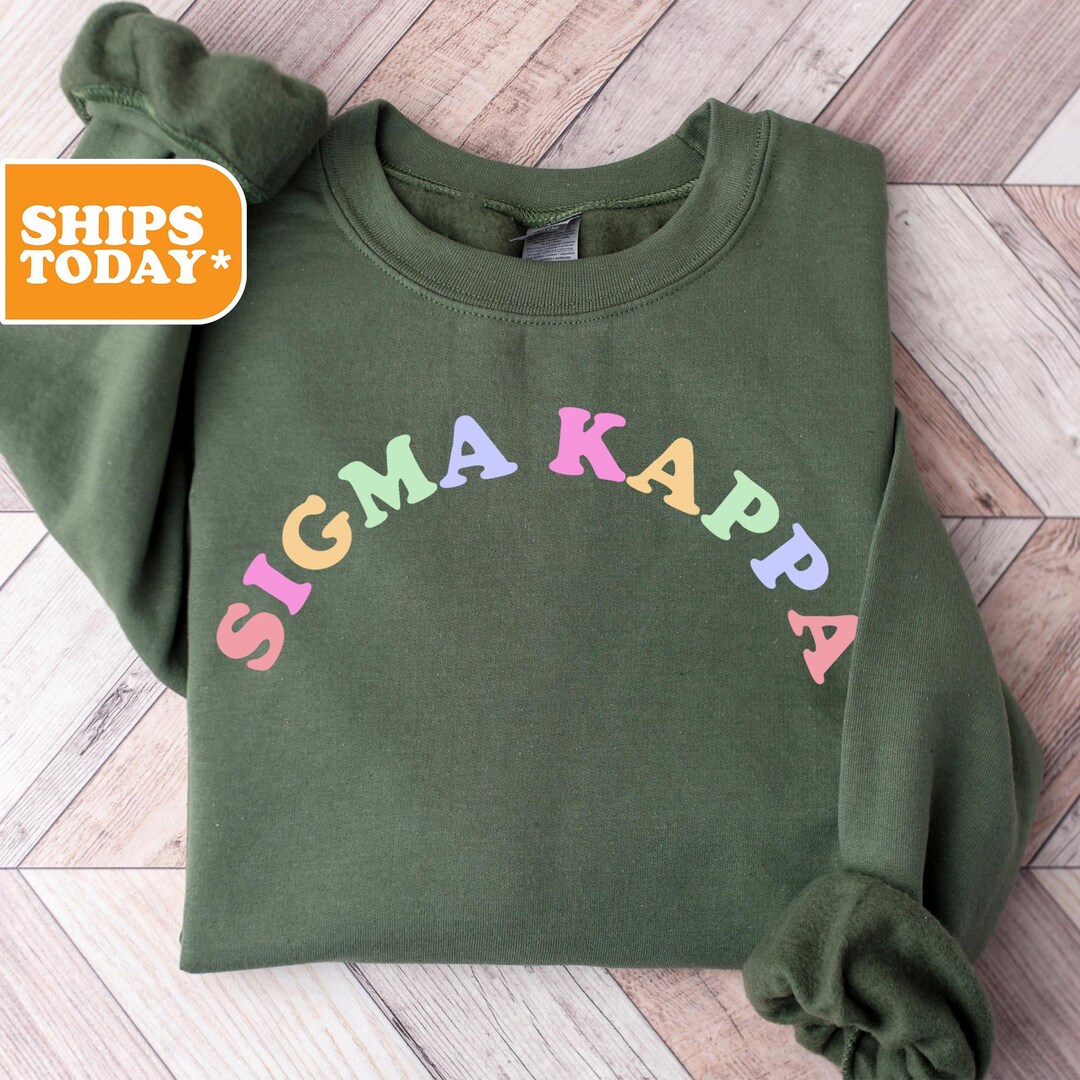 Sigma Kappa Colorful Arch Sorority Sweatshirt | Sig Kap Preppy Hoodie ...
